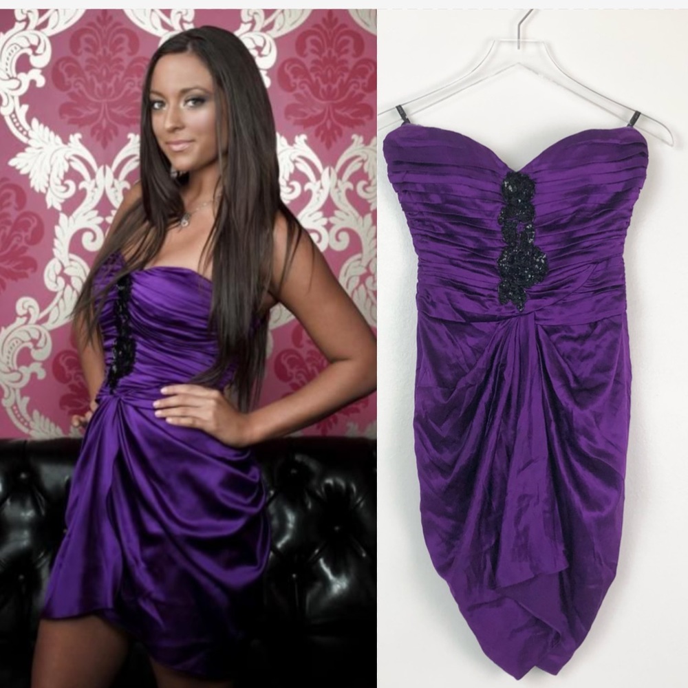 Aso Sammi Sweetheart Jersey Shore Silk Purple Dress - Gem